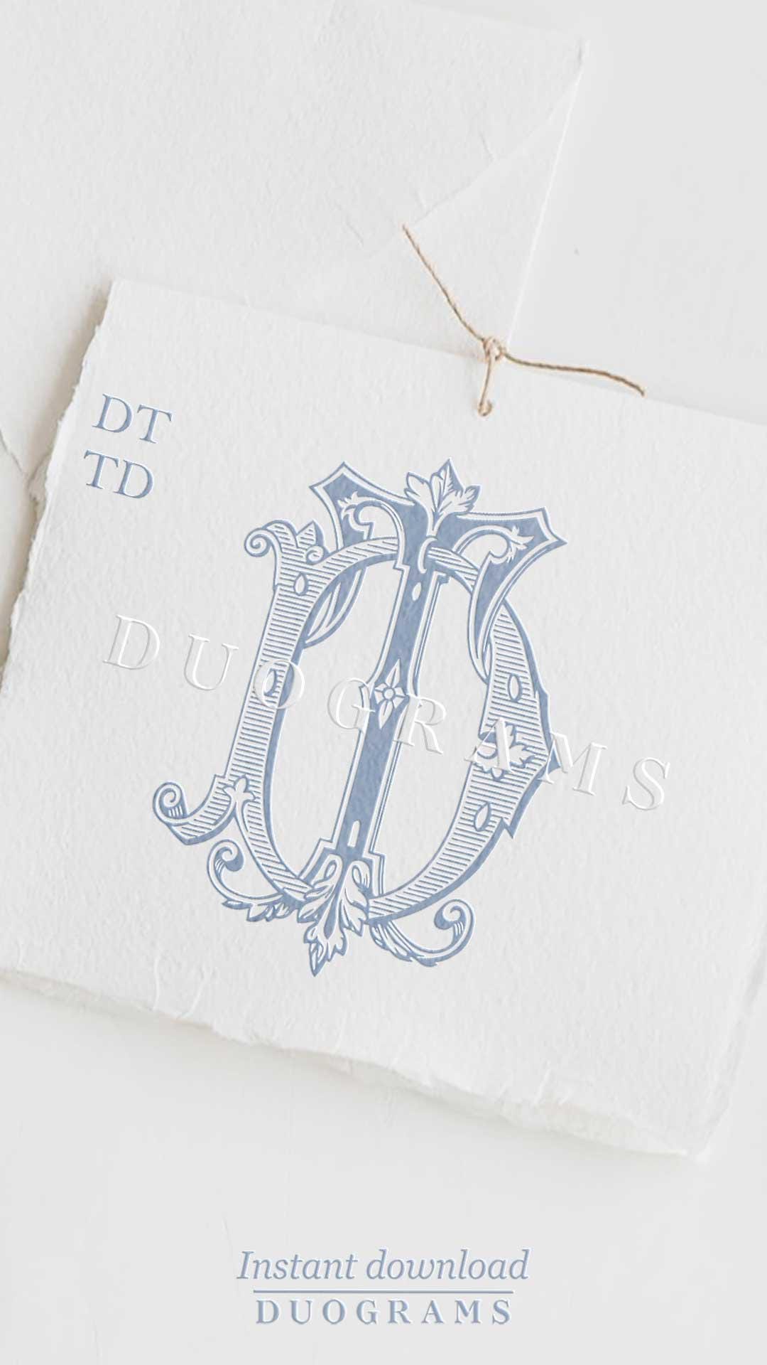 Interlocking Vintage Monogram DT or TD Two Letter Monogram Logo Design ...