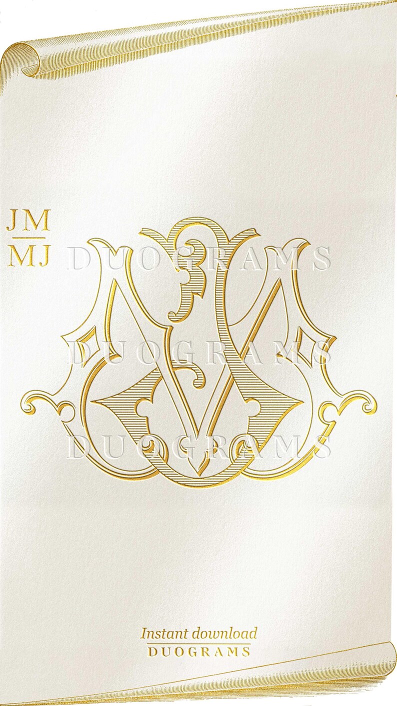 Vintage Wedding Monogram JM MJ Monogram SVG - Etsy