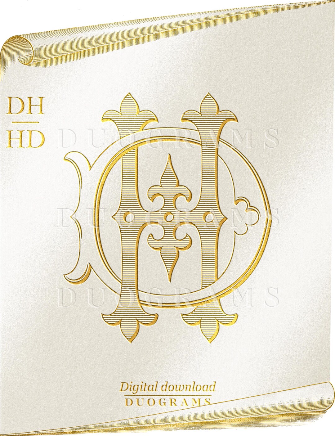 Wedding Monogram Logo Design DH HD Monogram Wreath SVG Digital - Etsy