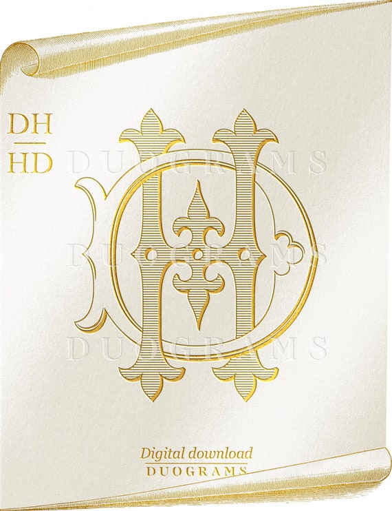 Wedding Monogram Logo Design DH HD Monogram Wreath SVG Digital - Etsy