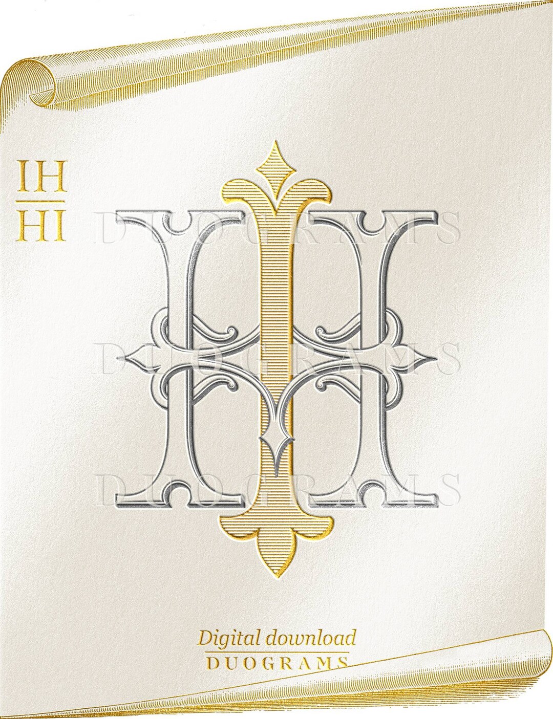 HI IH Wedding Monogram Design H I Two Letter Monogram Initials I H ...