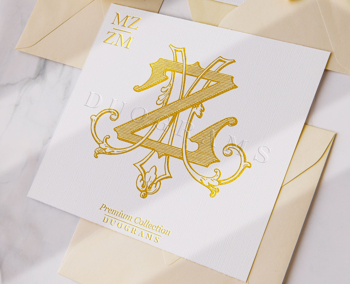 MZ ZM Wedding Monogram Logo Design M Z Letters + 2 Free Wreath SVG - Etsy