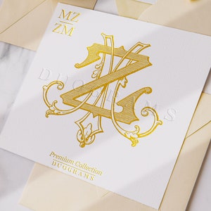 MZ ZM Wedding Monogram Logo Design M Z Letters + 2 Free Wreath SVG - Etsy