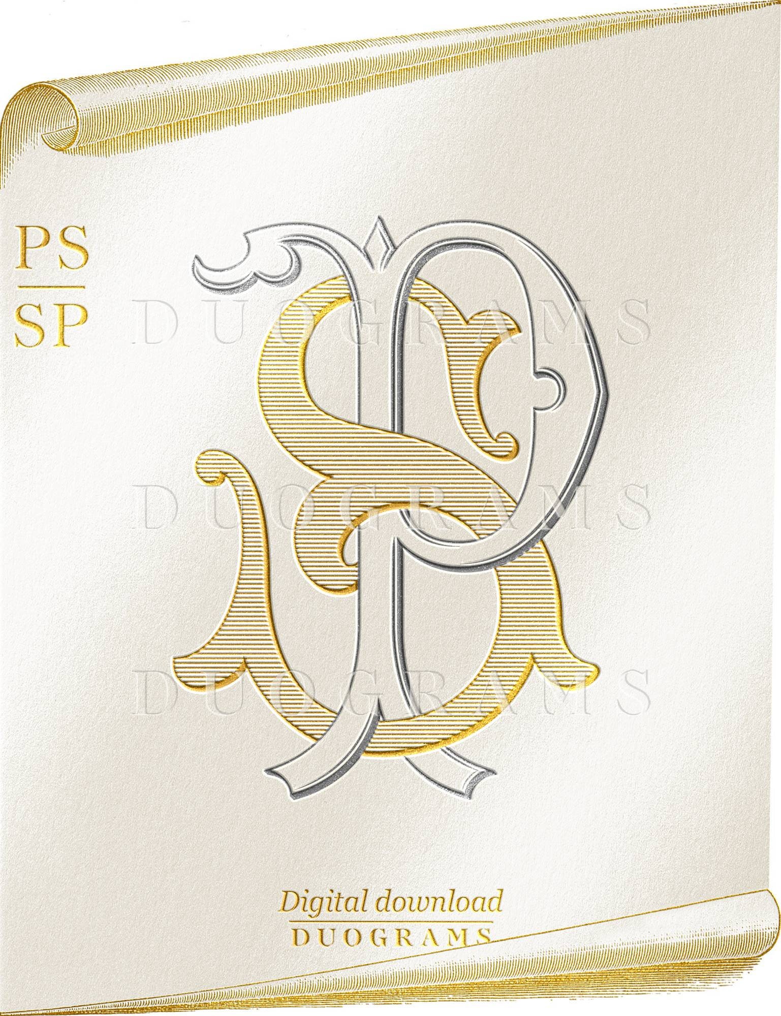 Vintage Wedding Monogram Logo PS SP Digital Download - Etsy