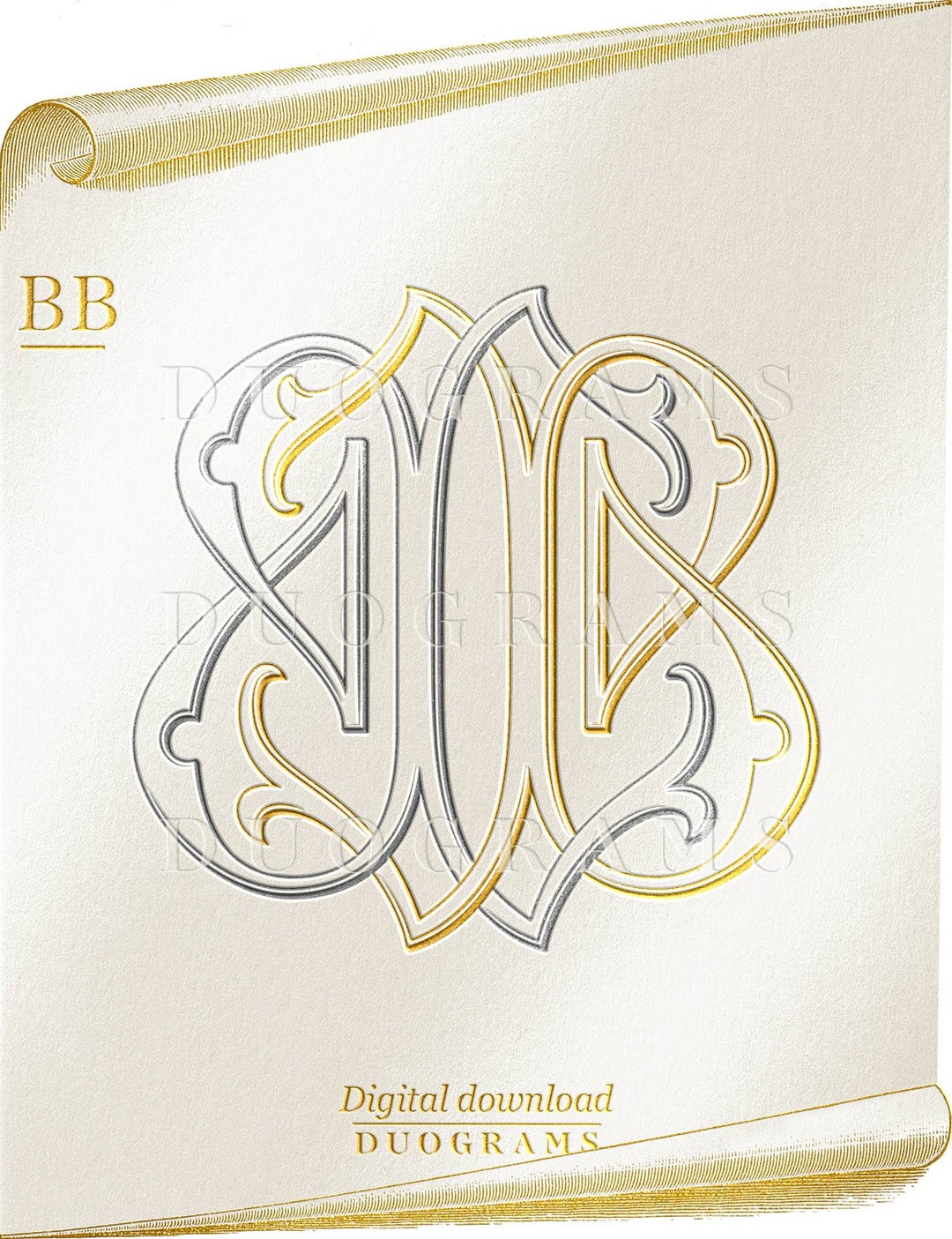 Double B Vintage Monogram Logo Design BB Digital Download B B + 2 Free ...