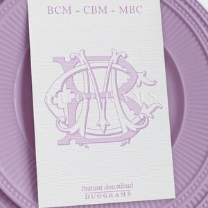 3 Letter Wedding Monogram CMB or BCM or MCB Interlocking Monogram Logo ...