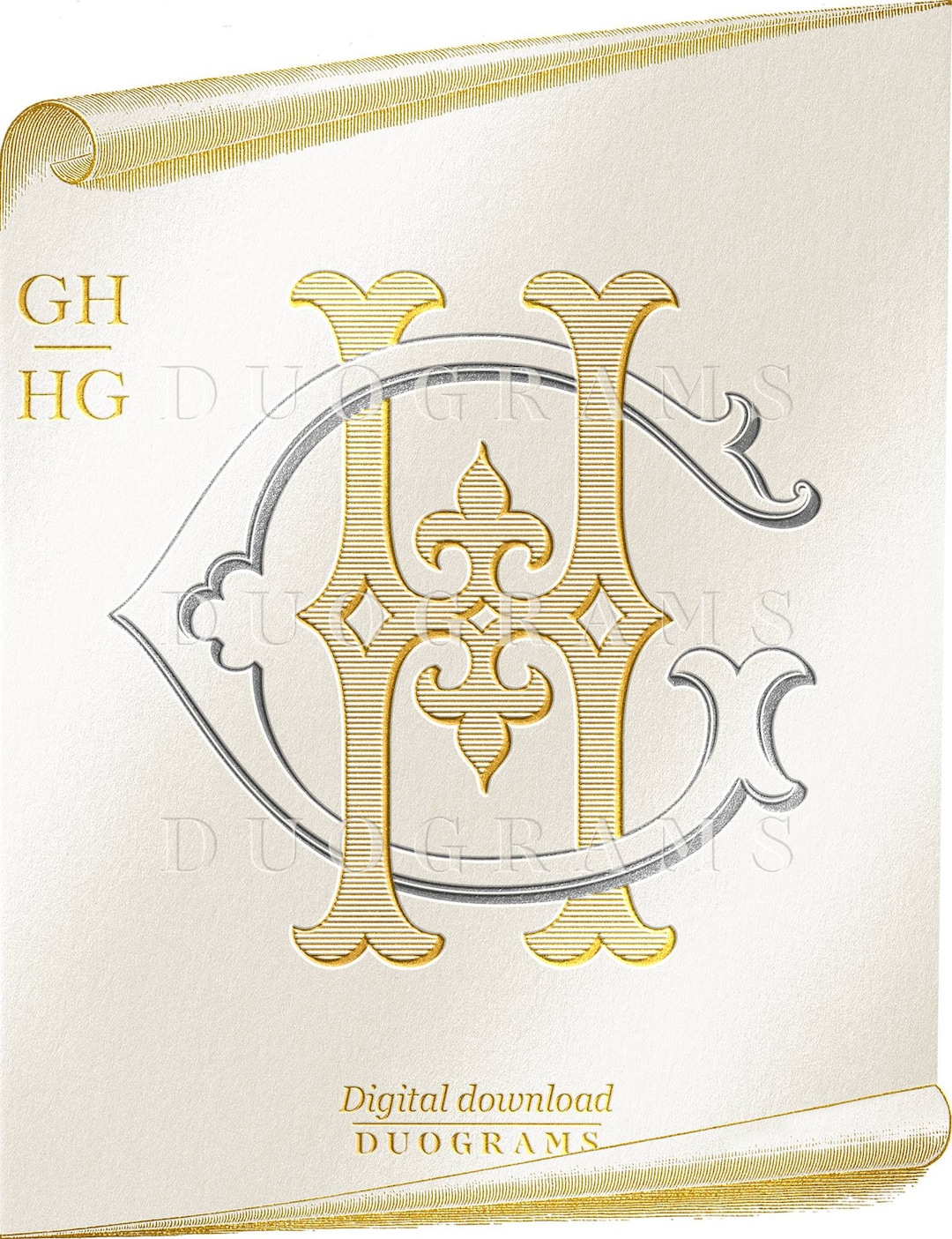 Wedding Monogram Logo Design GH HG Monogram Wreath SVG Digital Download ...