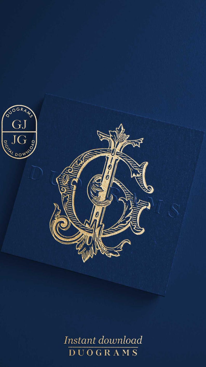 GJ JG Vintage Wedding Monogram Logo Design SVG 2-letter Monogram G J ...