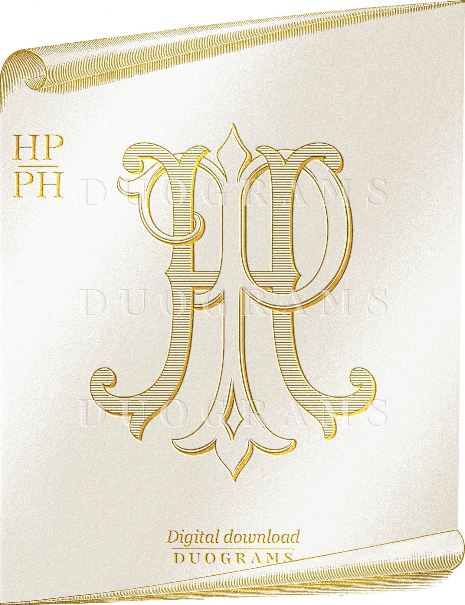 HP PH Wedding Monogram Logo Design H P P H Two Letter Monogram Initials ...
