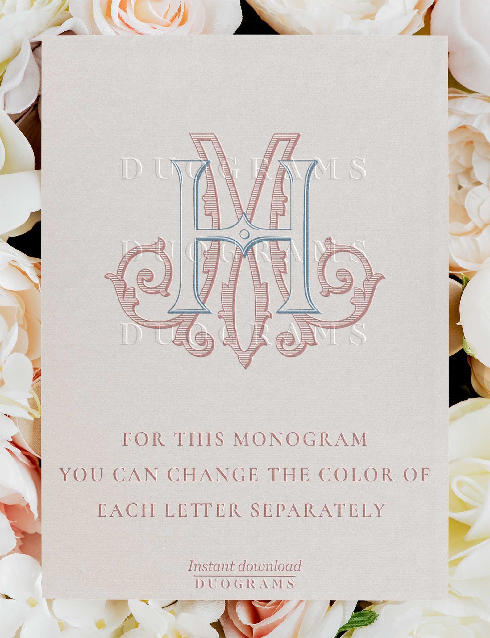 HM MH Vintage Wedding Monogram Logo Design H M 2-letter Monogram M C ...