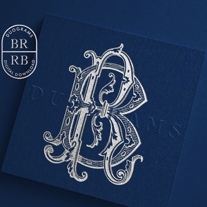 Vintage Monogram Logo BR or RB Interlocking Monogram Design B R Wedding ...