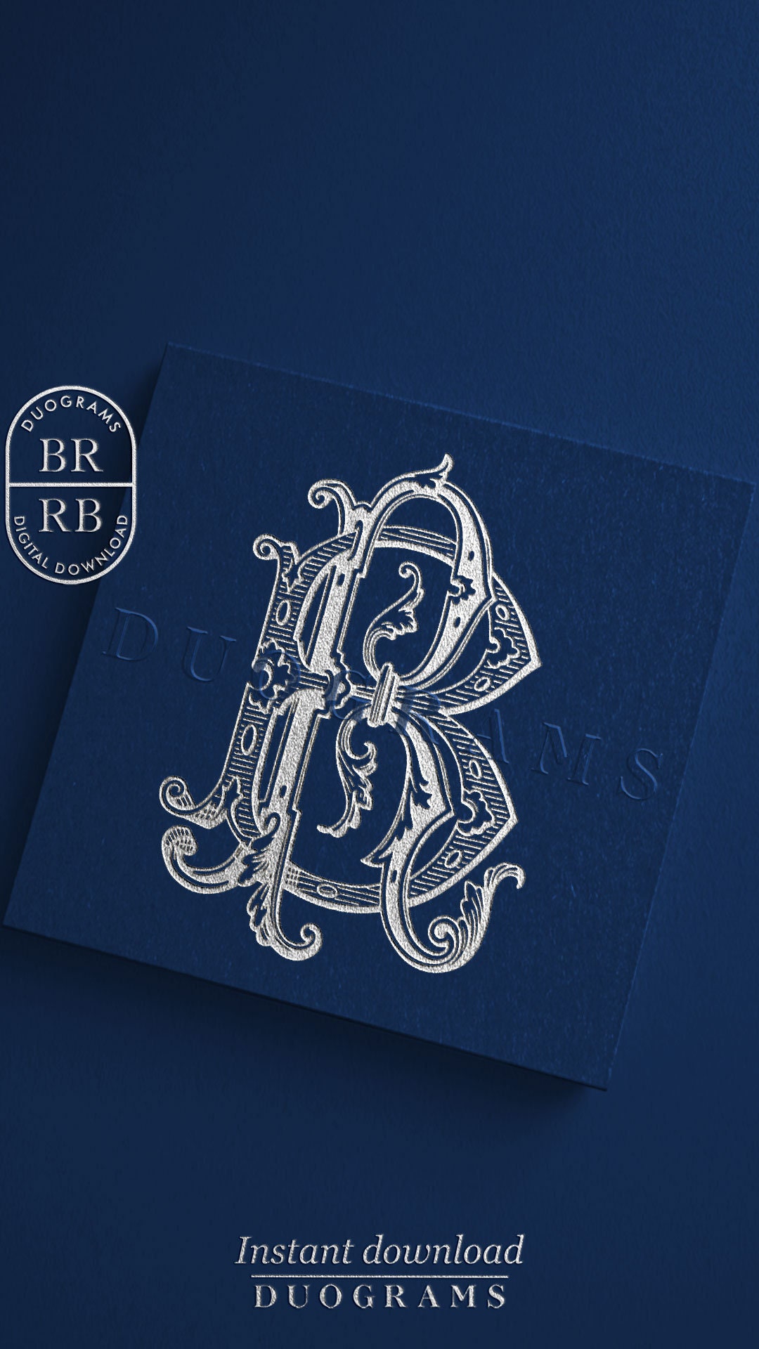Vintage Monogram Logo BR or RB Interlocking Monogram Design B R Wedding ...