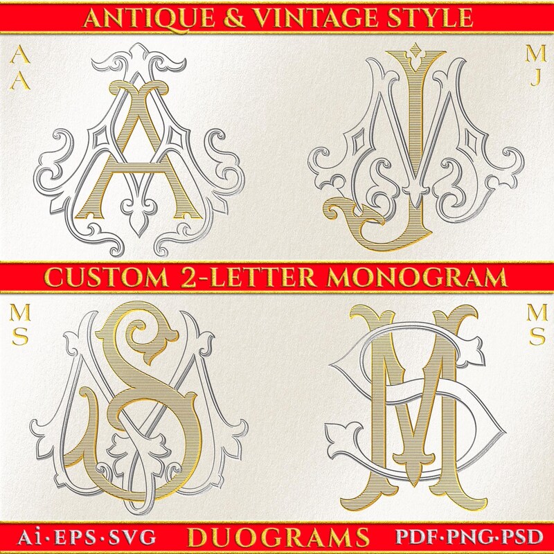 2 Letter Monogram - Etsy