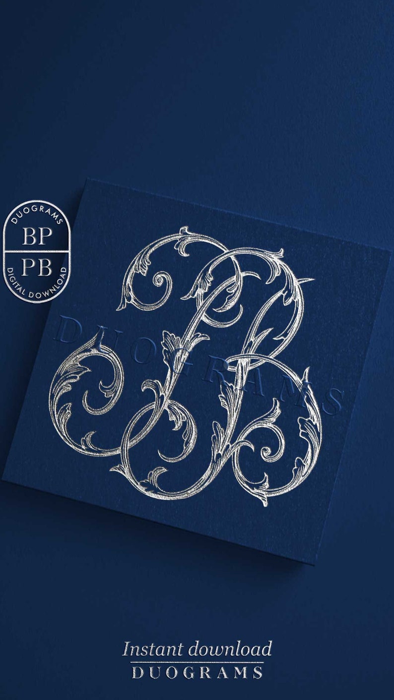 BP PB Vintage Wedding Monogram Logo Design B P 2-letter Monogram P B ...
