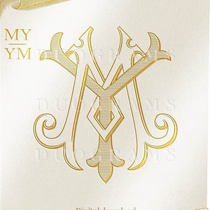 Vintage Monogram Design MY YM Monogram Wreath SVG Digital Download - Etsy