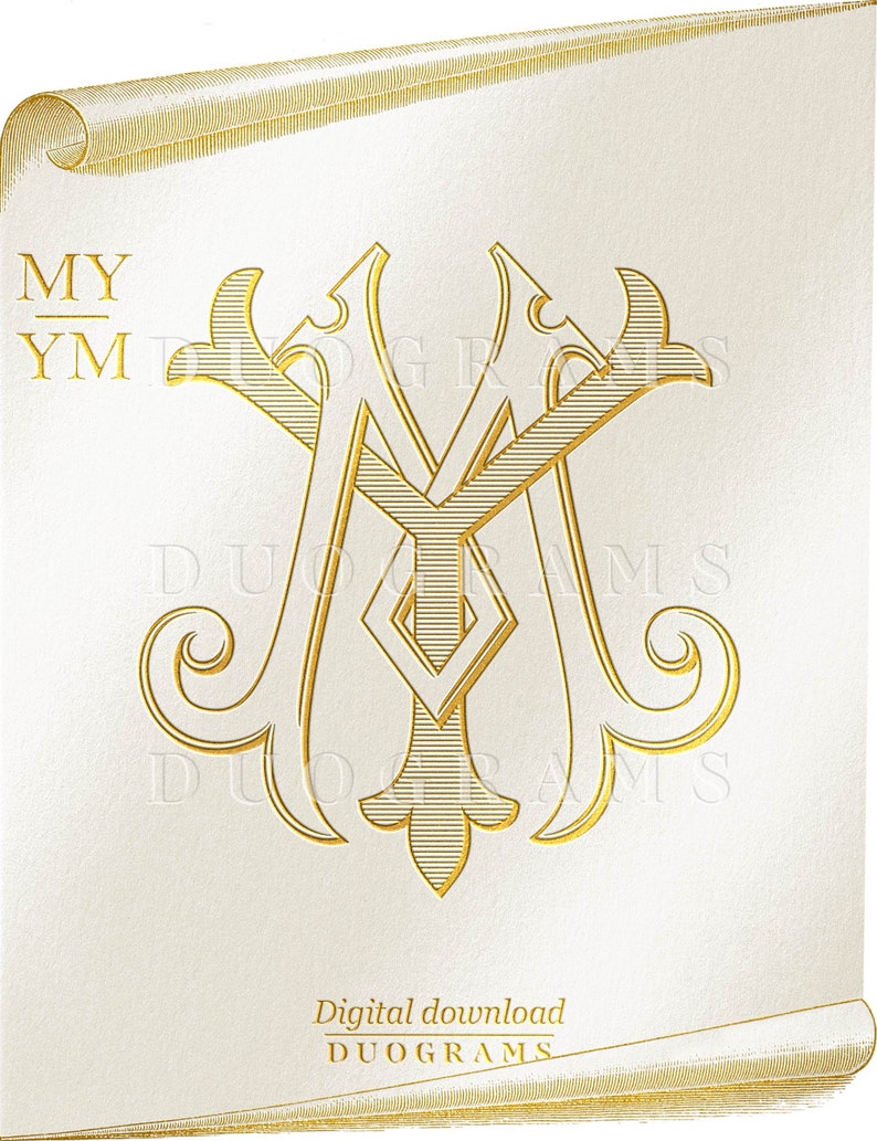 Vintage Monogram Design MY YM Monogram Wreath SVG Digital Download - Etsy