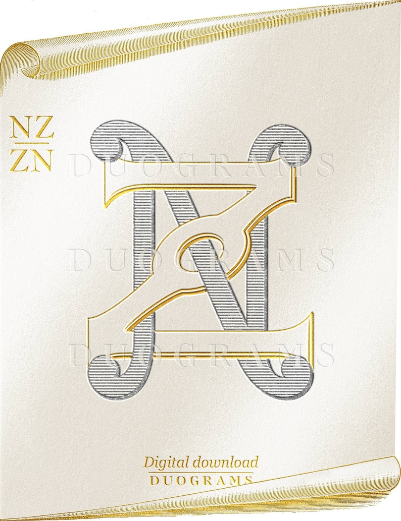 NZ ZN Wedding Monogram Logo Design N Z Z N Two Letter Monogram Initials ...