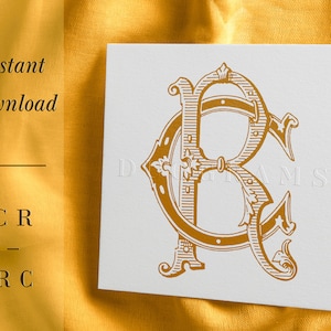 Vintage Monogram Logo Design CR RC Digital Download C R - Etsy