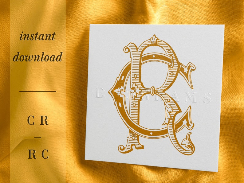 Vintage Monogram Logo Design CR RC Digital Download C R - Etsy