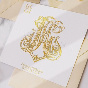 Vintage Wedding Monogram Logo HL LH Monogram Wreath SVG - Etsy