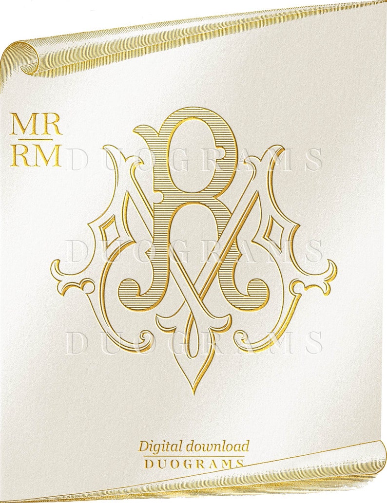 MR RM Wedding Monogram Logo Design SVG Digital Download + 2 Free Wreath ...