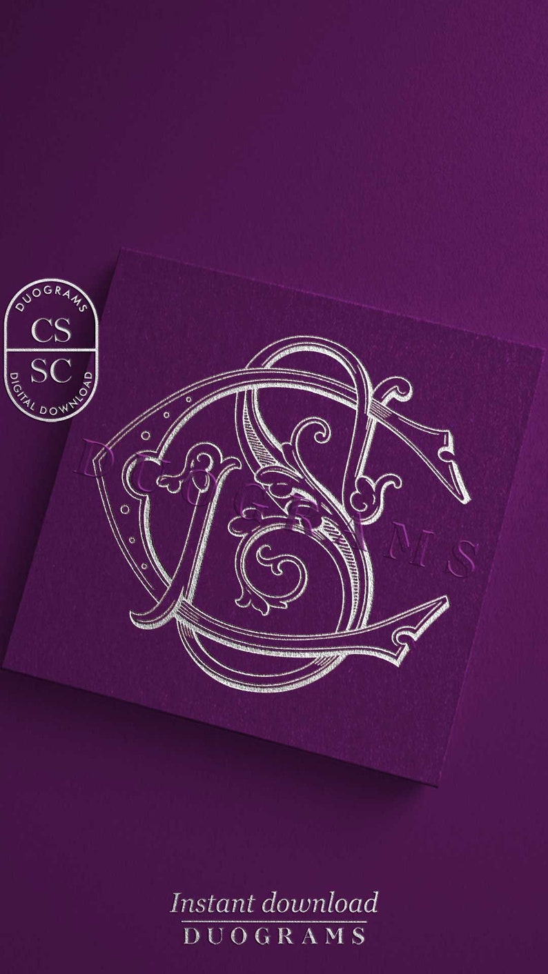 Classic Wedding Monogram CS SC 2-letter Vintage Monogram Logo C S ...