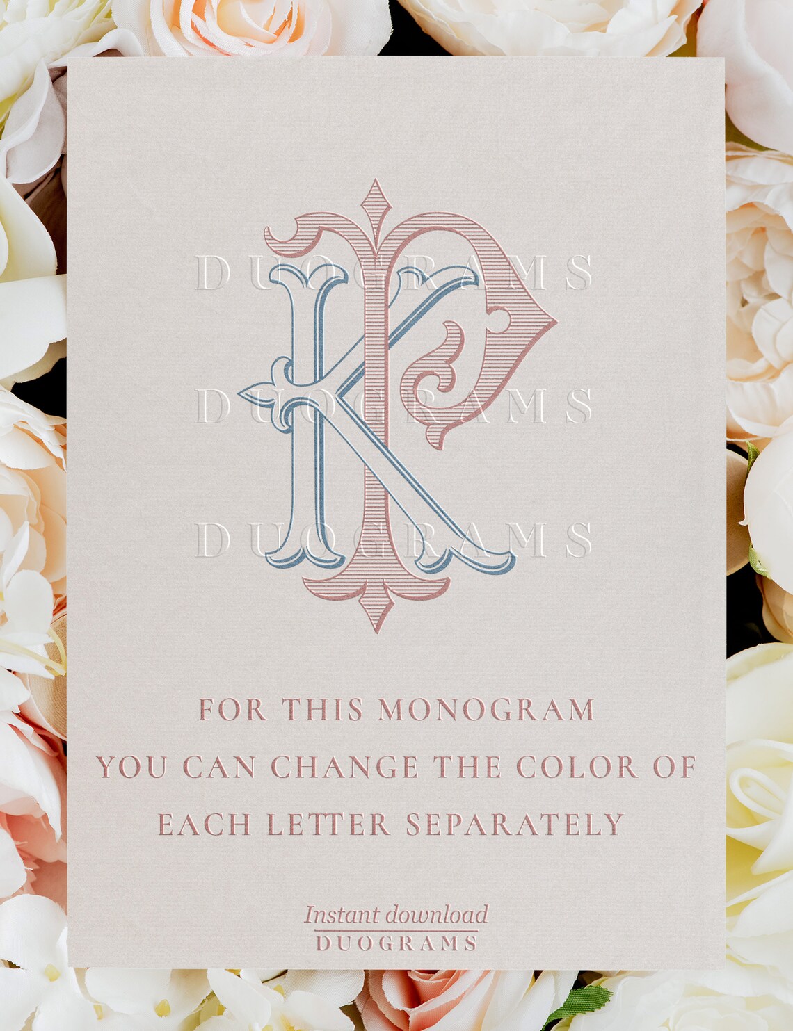 Vintage Wedding Monogram Logo KP PK Monogram Wreath SVG - Etsy