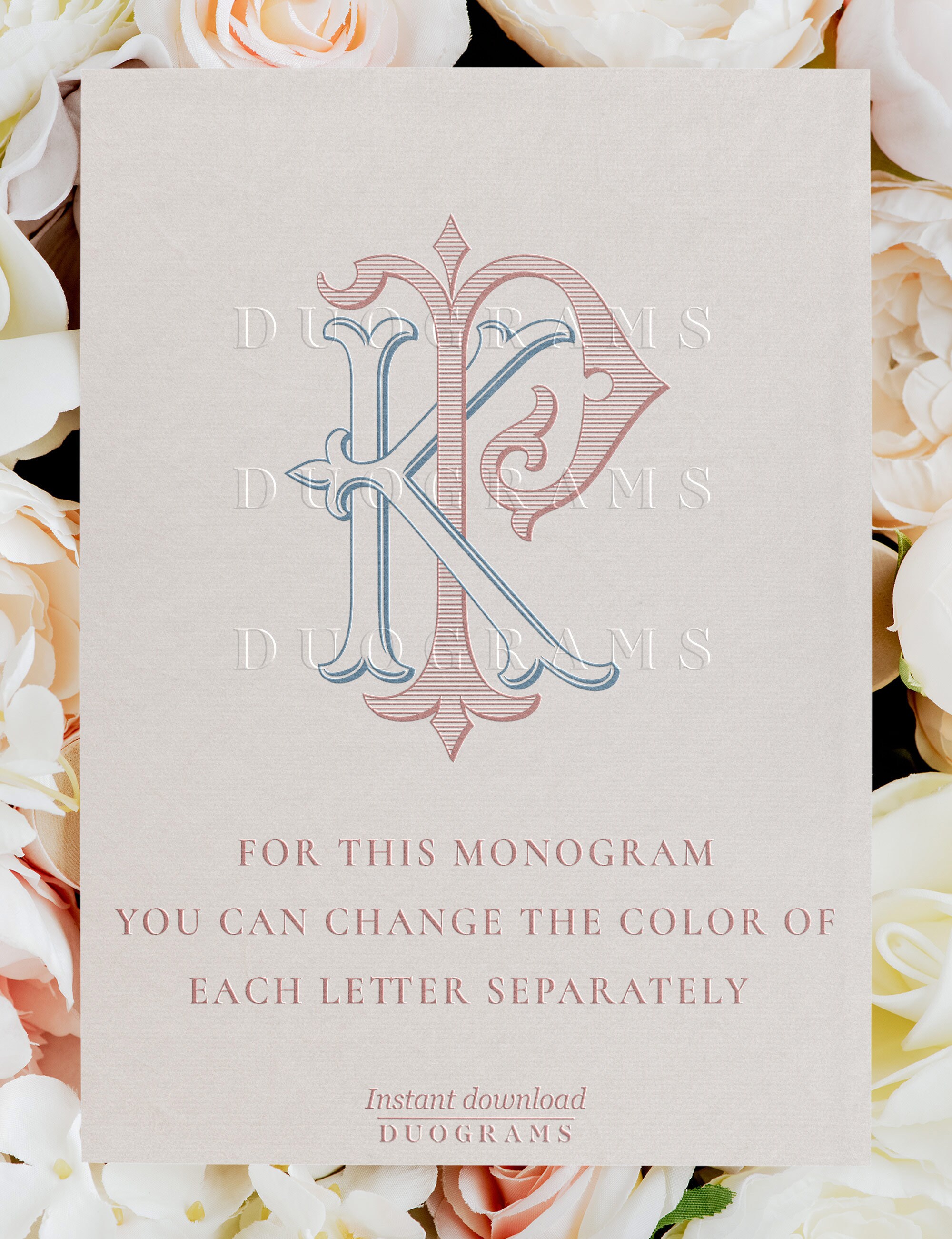 Vintage Wedding Monogram Logo KP PK Monogram Wreath SVG - Etsy