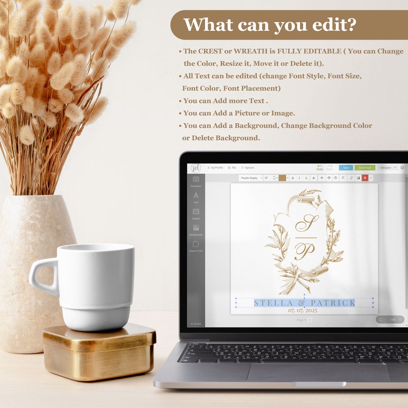 Editable Wedding Crest Logo | Wedding Monogram Logo Design | DIY Logo ...