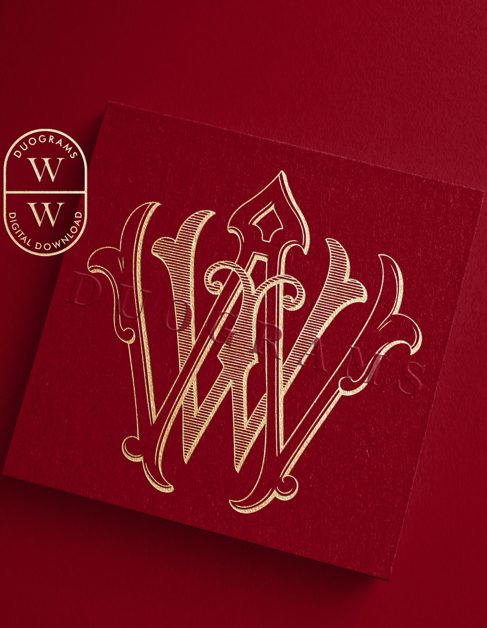 Double W Vintage Wedding Monogram Logo Design WW Two Letter Monogram ...