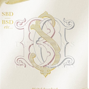 SBD 3-letter Wedding Monogram Logo Design BSD BDS Etc + 2 Free Wreath ...
