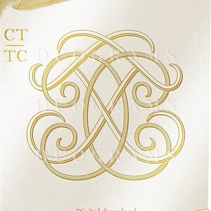 Wedding Monogram Logo CT TC Monogram Wreath SVG - Etsy