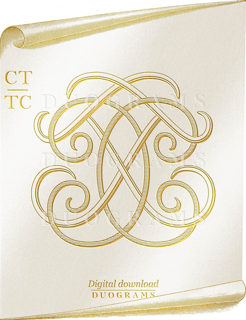 Wedding Monogram Logo CT TC Monogram Wreath SVG - Etsy