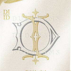 Vintage Monogram Logo Design DI ID Digital Download D I + 2 Free SVG - Etsy