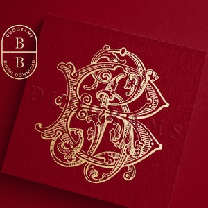 BB Vintage Wedding Monogram Logo Design B B Monogram Wreath SVG - Etsy