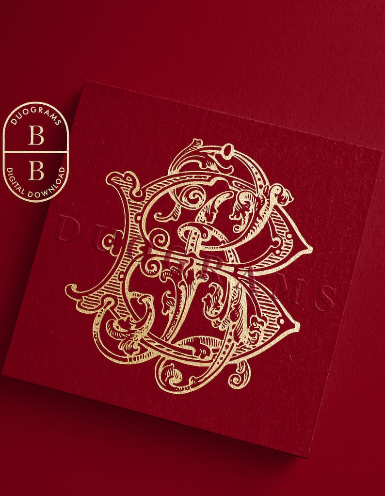 BB Vintage Wedding Monogram Logo Design B B Monogram Wreath SVG - Etsy
