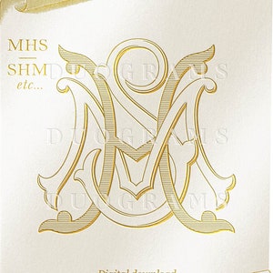 3 Letter Wedding Monogram Logo Design MHS or SHM Instant Download HMS ...