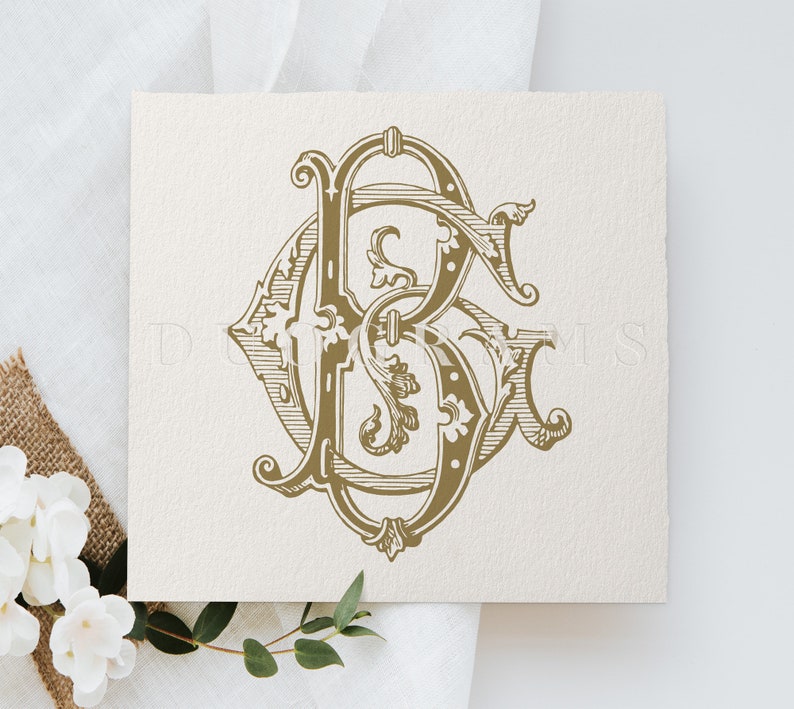BG GB Vintage Monogram Logo Design B G Digital Download SVG Monogram ...