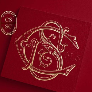 Classic Wedding Monogram CS SC 2-letter Vintage Monogram Logo C S ...