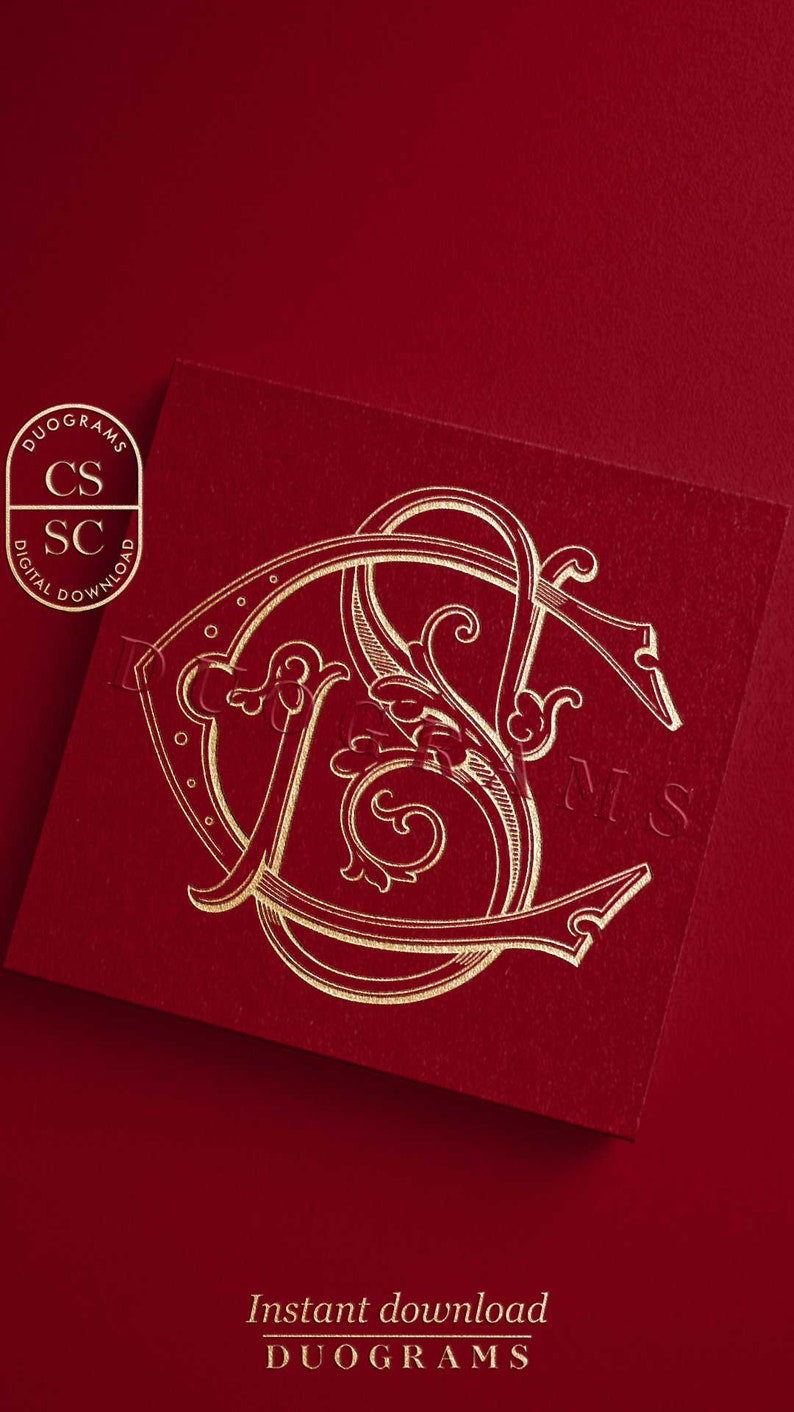 Classic Wedding Monogram CS SC 2-letter Vintage Monogram Logo C S ...