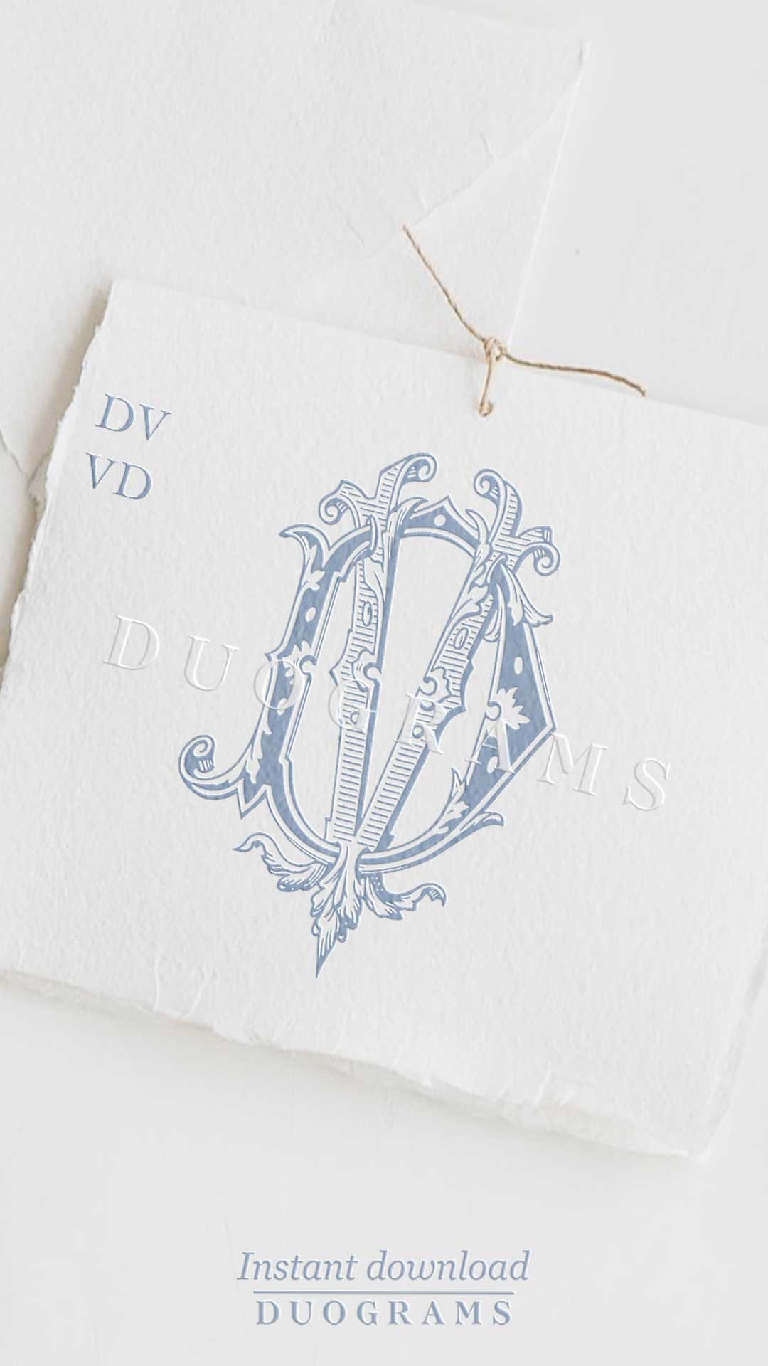 2-letter Monogram DV or VD Duogram D V Wedding Monogram Logo SVG & Png ...