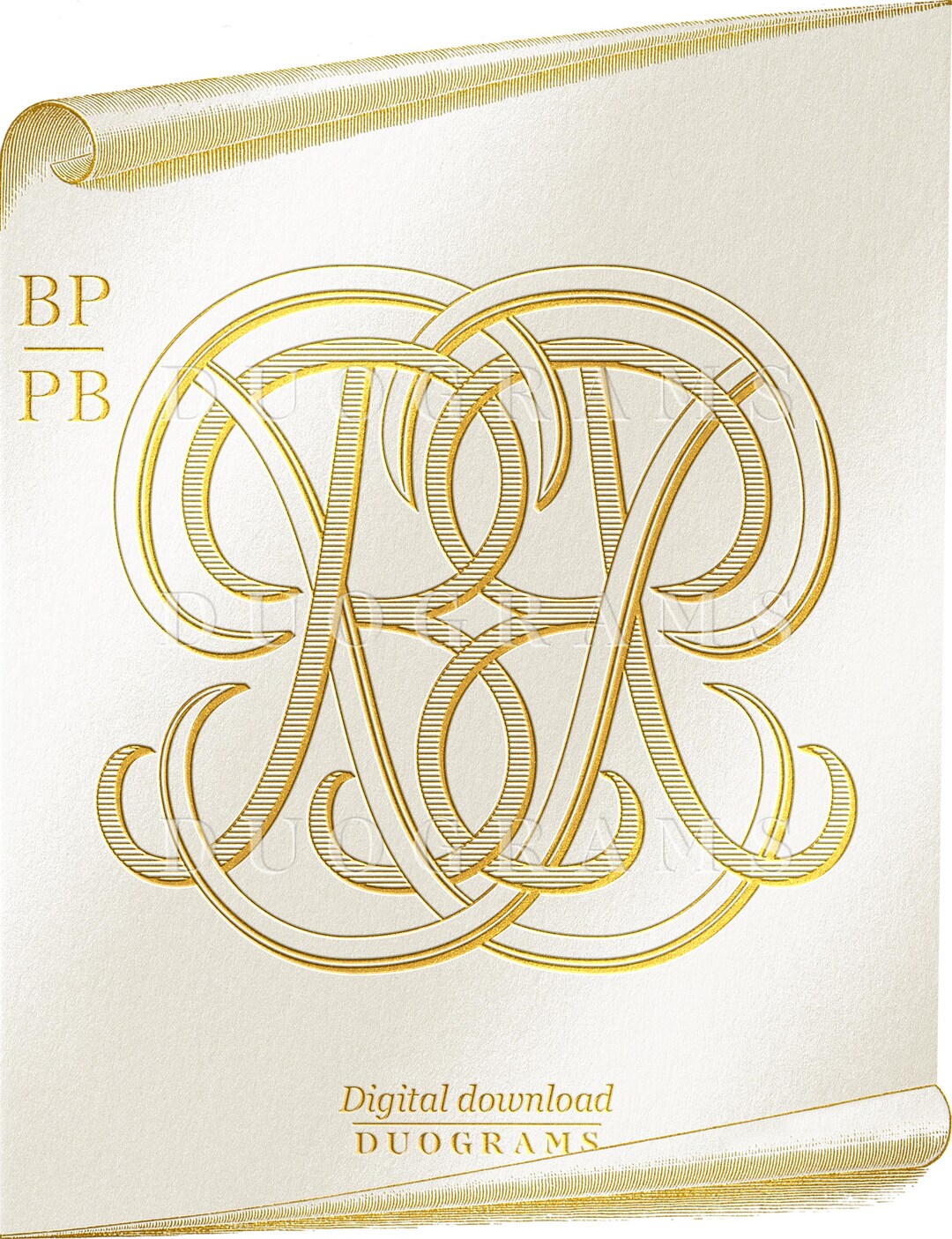 Vintage Wedding Monogram BP PB Monogram SVG - Etsy