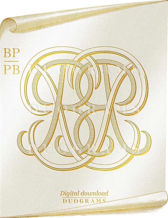 Vintage Wedding Monogram BP PB Monogram SVG - Etsy