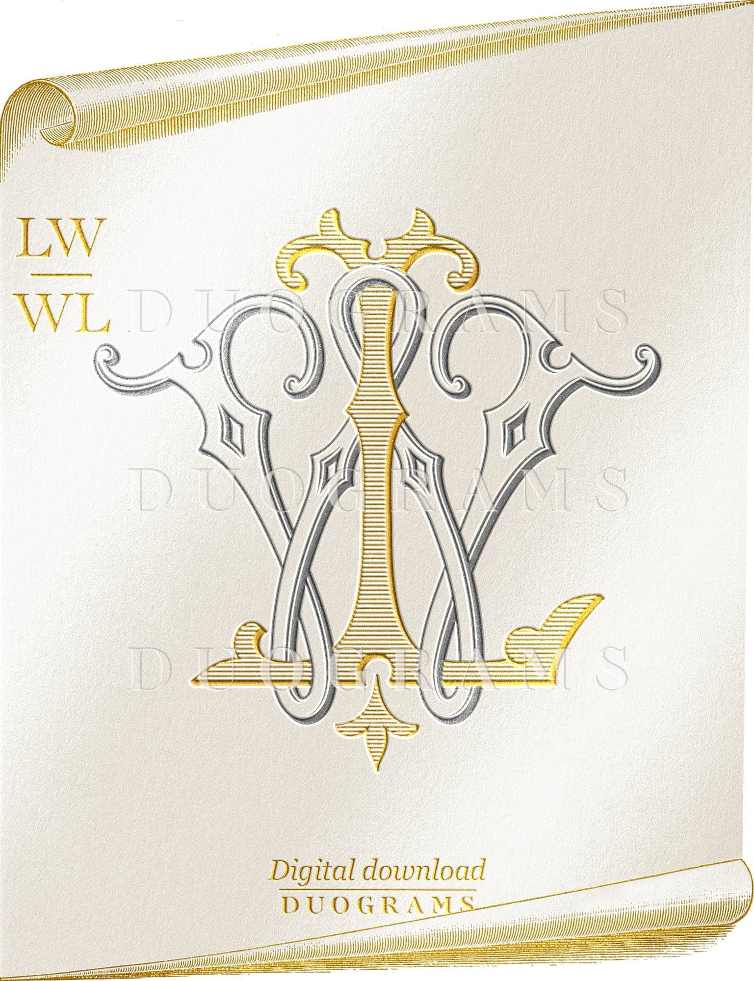 Vintage Wedding Monogram Logo LW WL Monogram Wreath SVG - Etsy