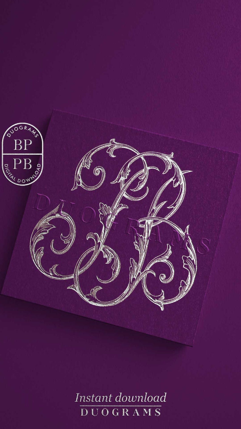 BP PB Vintage Wedding Monogram Logo Design B P 2-letter Monogram P B ...