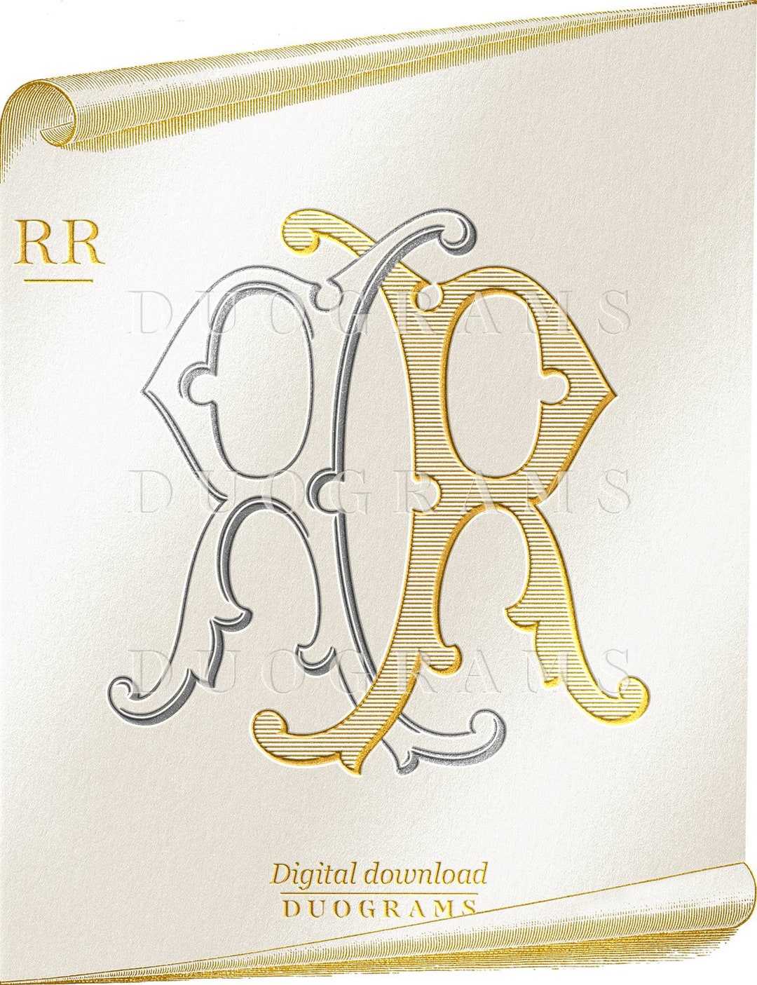 RR Vintage Wedding Monogram Logo R R Wreath SVG - Etsy