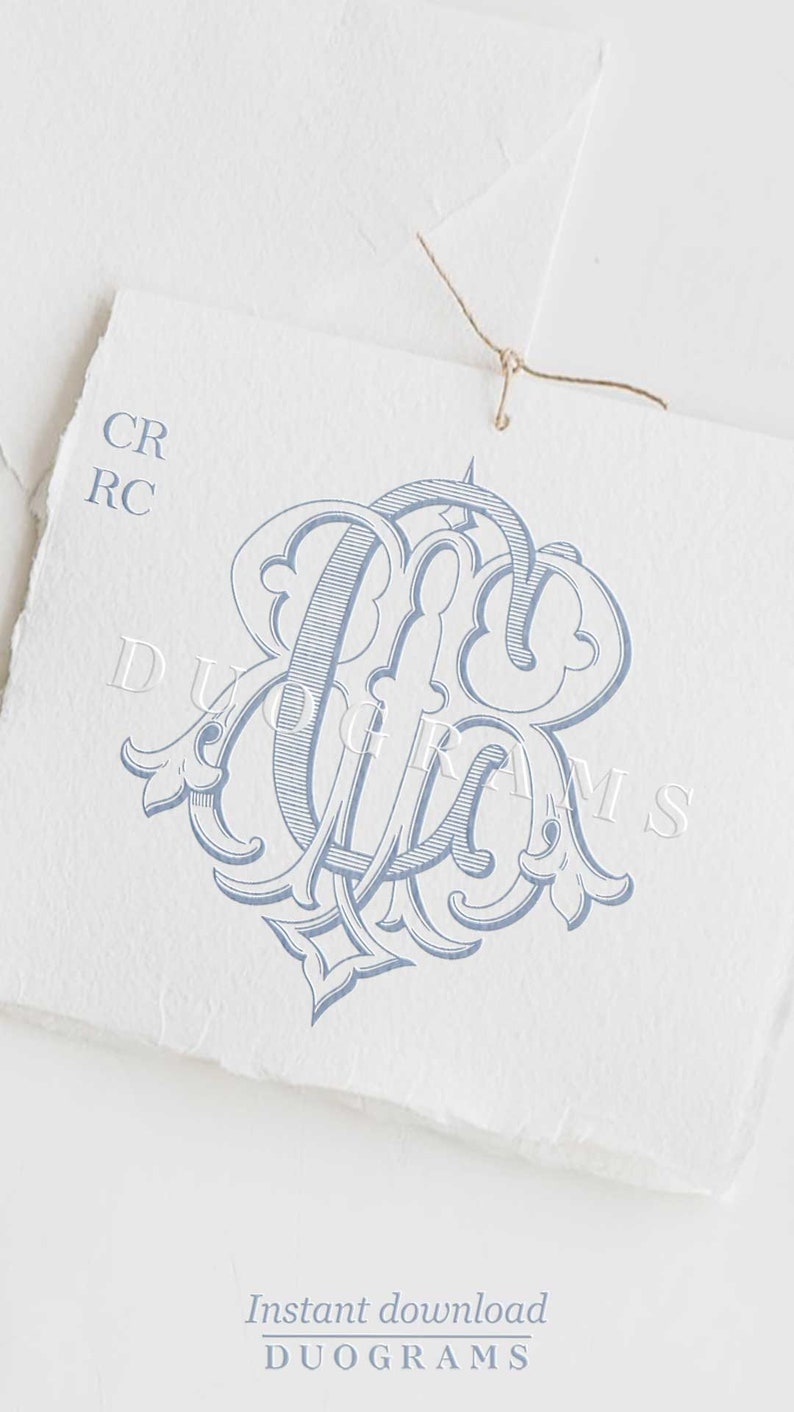CR Wedding Monogram RC Vintage Monogram Logo Design C R Two Letter ...