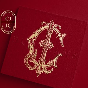 CJ JC Vintage Wedding Monogram Logo Design SVG Two Letters Monogram C J ...