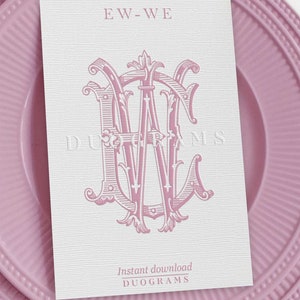 Two Letter Monogram EW or WE Wedding Monogram Logo Design E W Duogram ...