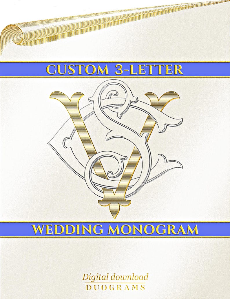 Custom 3-letter Wedding Monogram Logo, Personalized Monogram Design ...